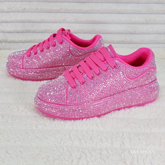 Berness | Shoes | Dazzle Cush Iridescent Rhinestone Hot Pink Platform ...